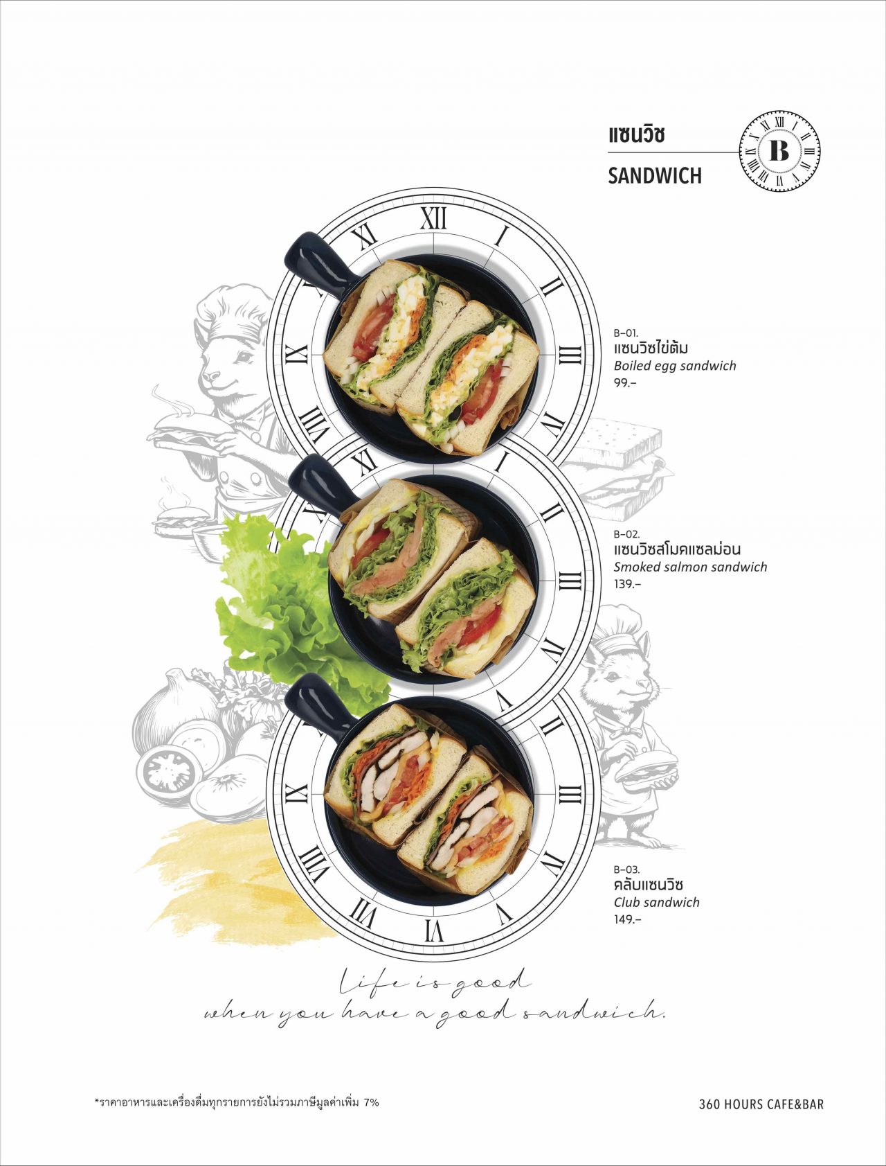 Foods list - 360 Hours Cafe and Bar ร้านอาหารหลัง สวนหลวง ร.9